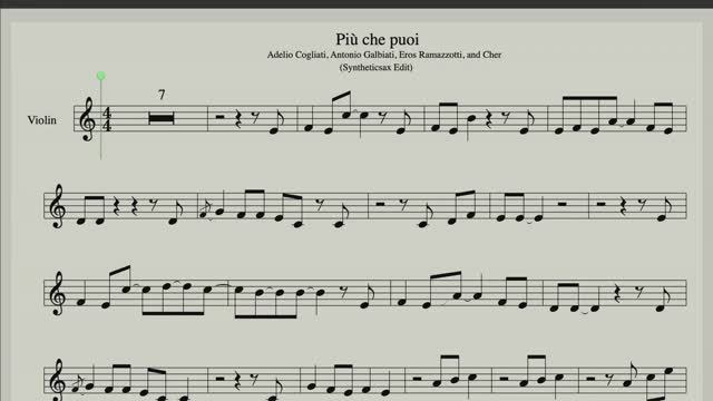 Eros Ramazzotti & Cher - Piu Che Puoi (Sheet Music for Violin) Backing Track - Sax1