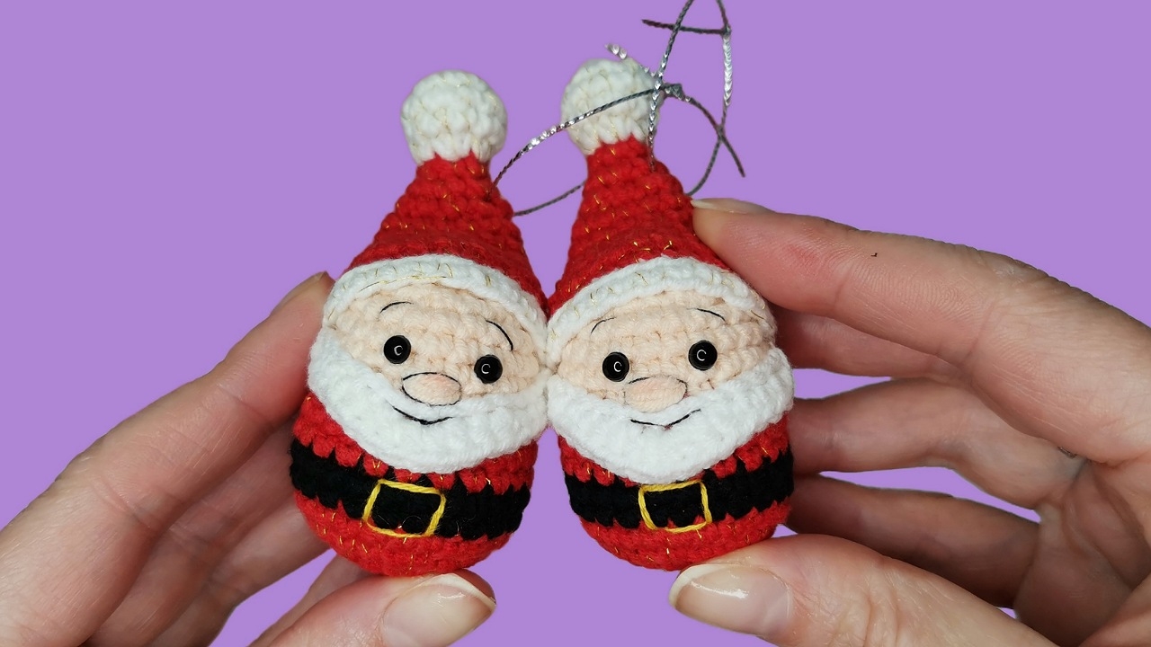 Как связать санта клауса крючком?! Ёлочная Игрушка-брелок Сантик! Виктория Вяжет