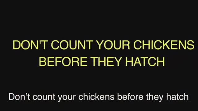 don't count your chickens before they hatch