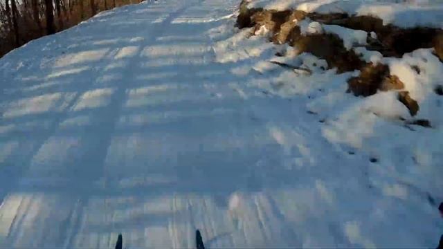 Катание на беговых лыжах. Март 2020. Съемка с груди