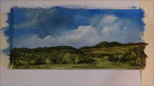 Масляная живопись. 3 быстрых пейзажа за 8 минут и несколько трюков с текстурами.