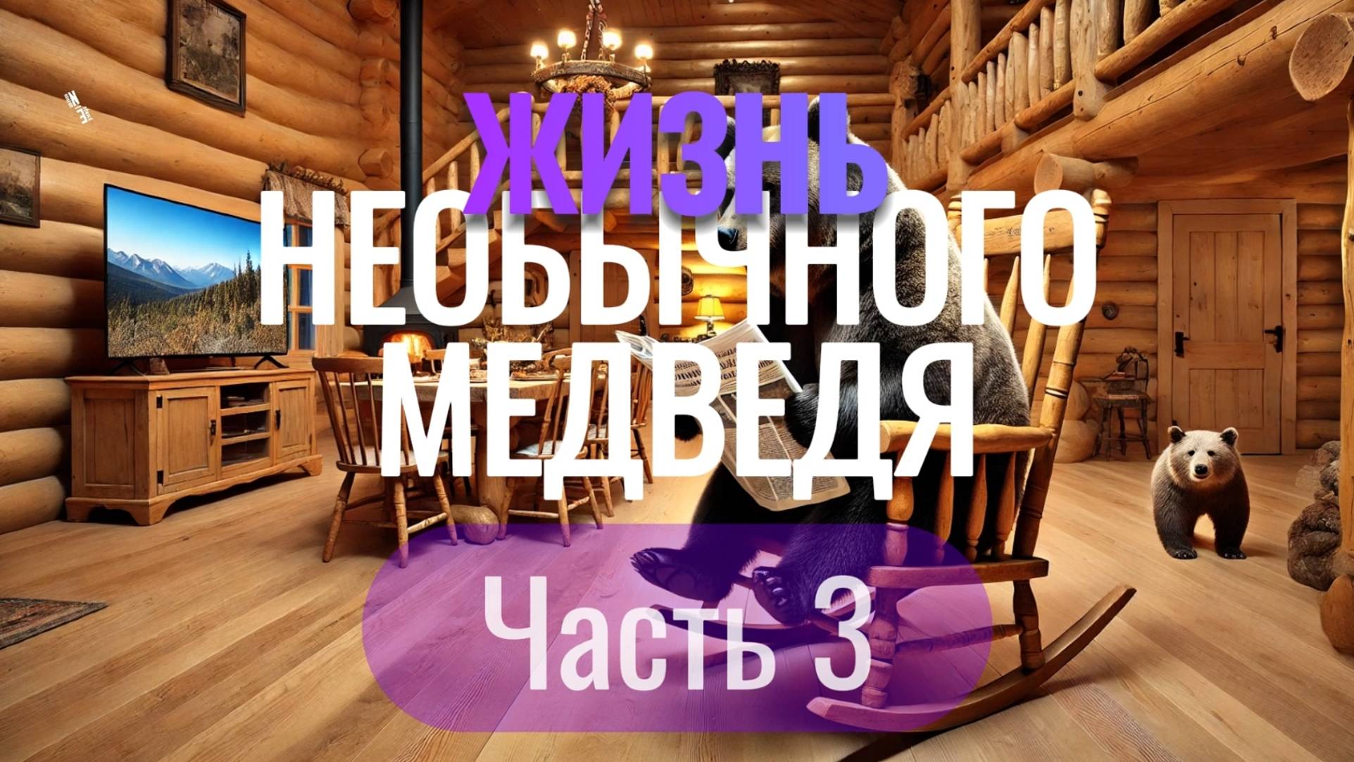 Из жизни необычного медведя.Часть третья. Мишка отдыхает, смотрит новости, читает газету