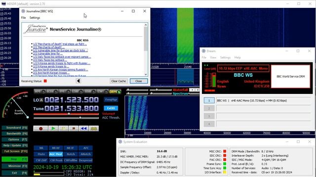 19.10.2024 15:25UTC, [13m, drm], BBC WS (*), декодирование мультимедийного потока, 21540кГц