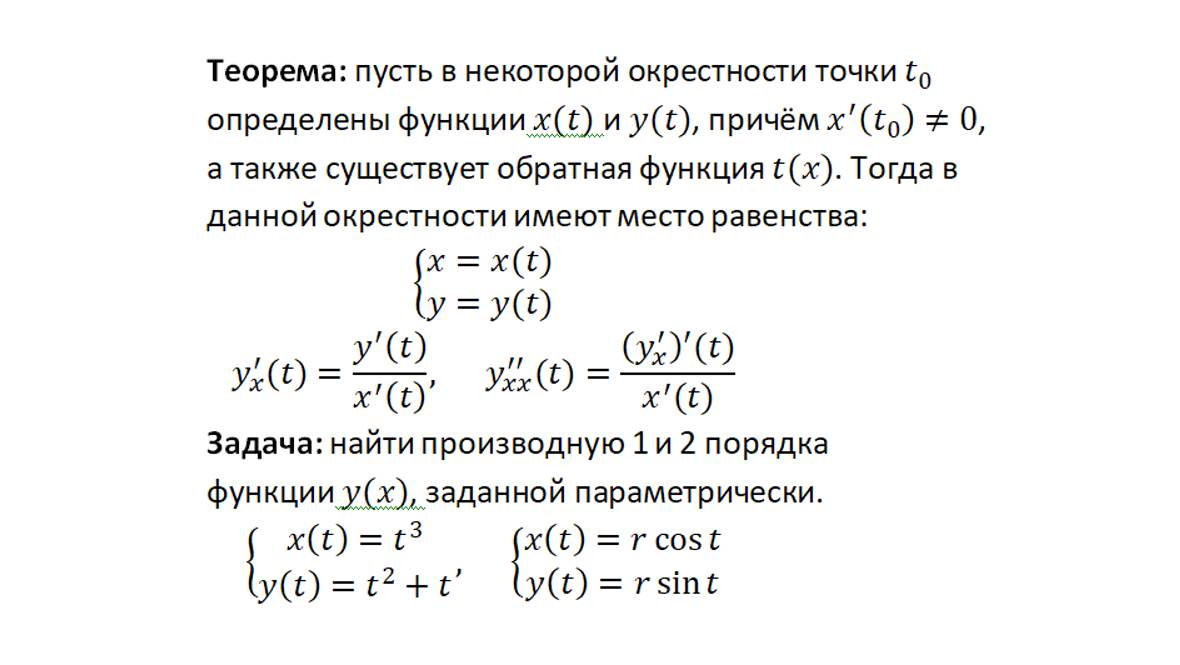 Производная параметрически заданной функции