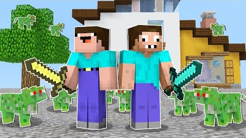 НУБ И ПРО ПРОТИВ КОТОВ ЗОМБИ В МАЙНКРАФТ ! НУБИК В ГОРОДЕ И ТРОЛЛИНГ ЛОВУШКА В MINECRAFT