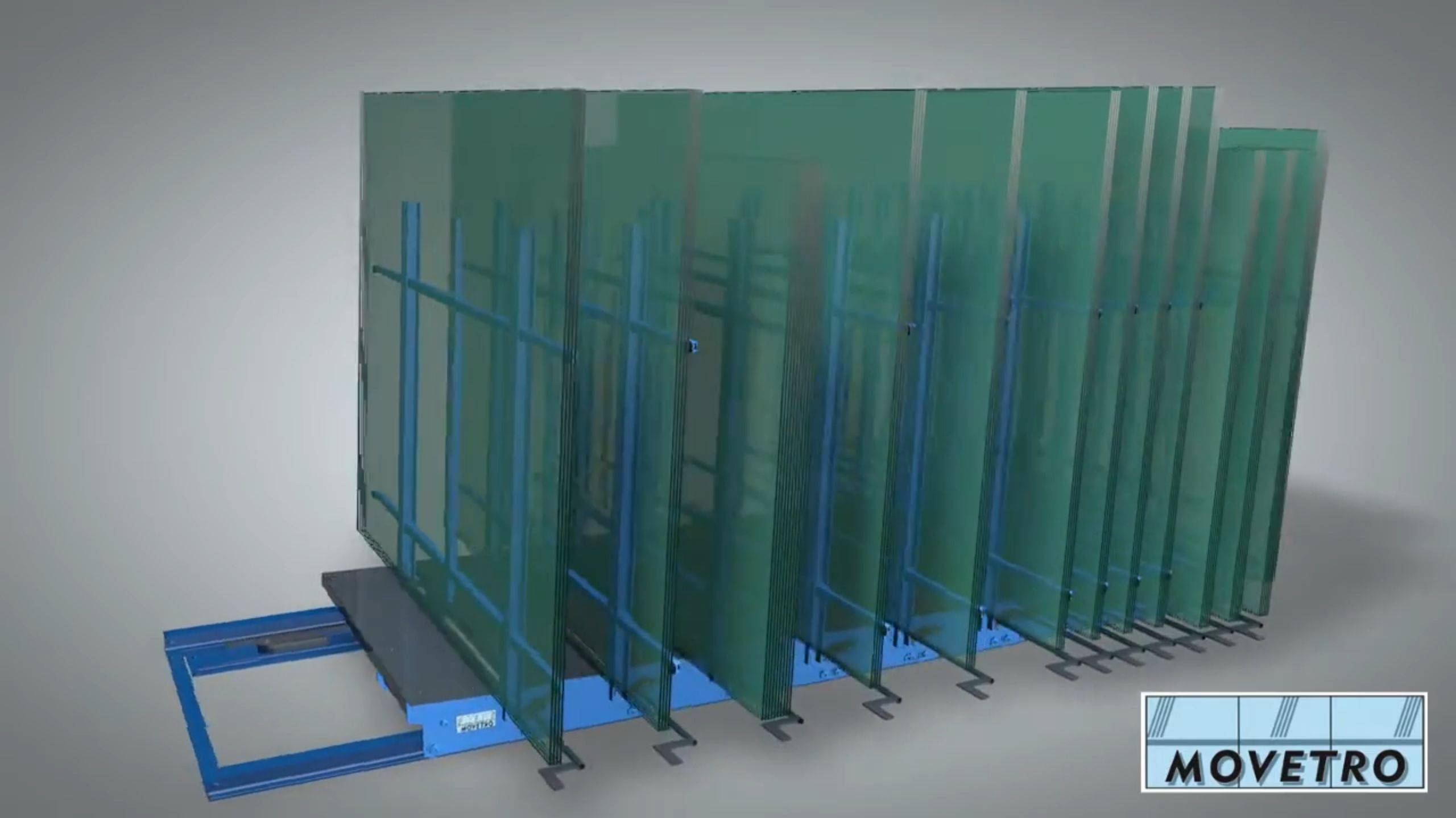 Полуавтоматический склад стекла Movetro с раздвижными пирамидами тип SA