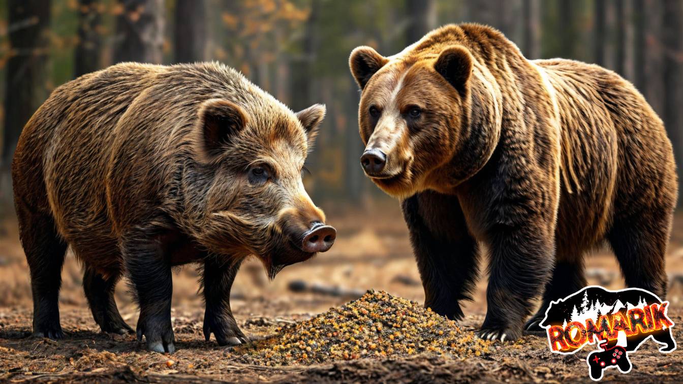 Кабан и медведь: странные соседи. Охота и рыбалка