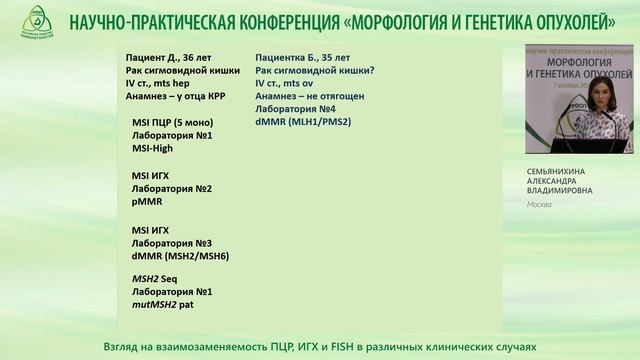 Взгляд на взаимозаменяемость ПЦР, ИГХ и FISH в различных клинических случаях
