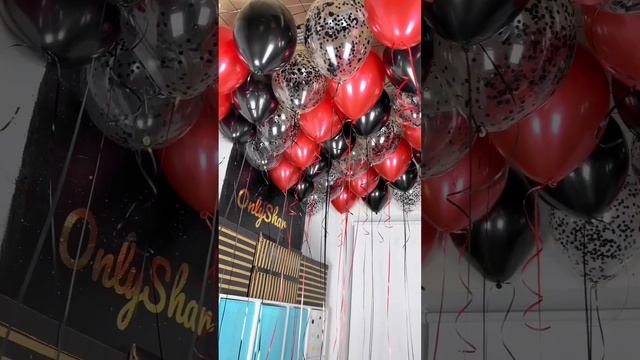 Красные и черные шары с конфетти  #shorts
