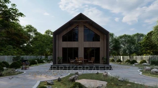 Проект двухэтажного дома в барнхаусе площадью