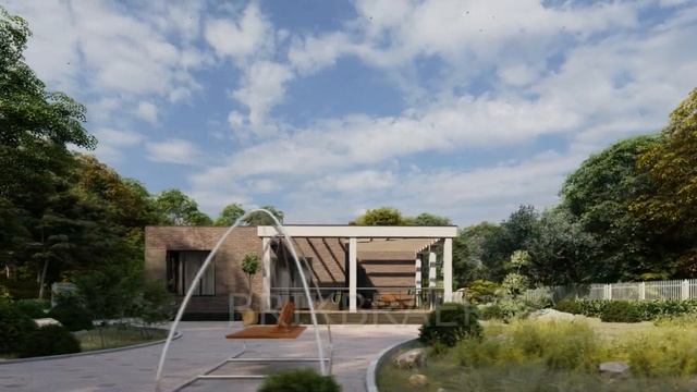 Проект одноэтажного дома с плоской кровлей площадью 164 м2