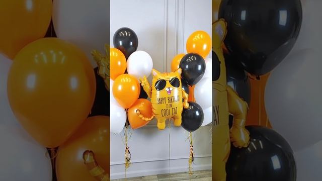 2 фонтана с фольгированным котом в оранжевых тонах  #shorts