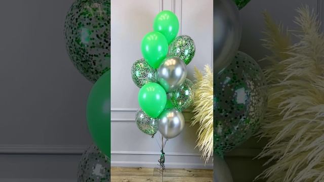Зеленые шары пастель с шарами хром серебро #shorts