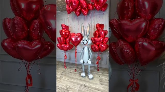 Сет с красными сердцами и ростовым Багзом Банни  #shorts