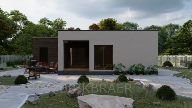 Проект одноэтажного дома с плоской кровлей площадью 147 м2