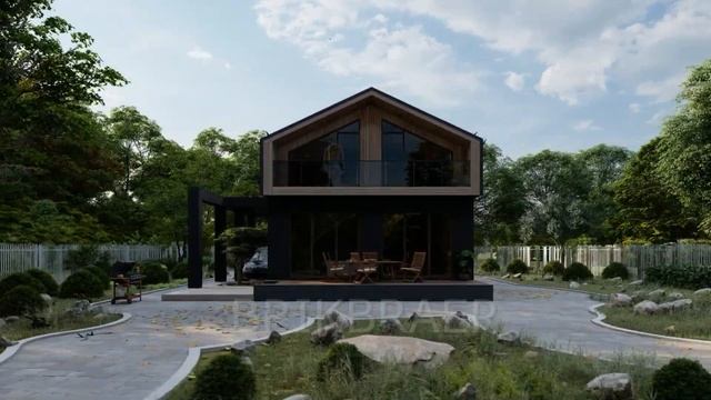 Проект двухэтажного дома в стиле барнхаус площвдью 220 м2