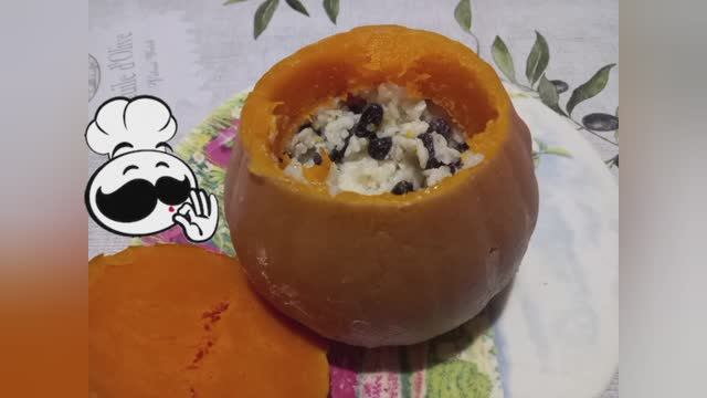 Тыква, запечённая с рисом изюмом, вкуснее не бывает