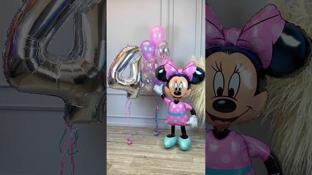 Сет шаров с ростовой Минни Маус и цифрой  #shorts