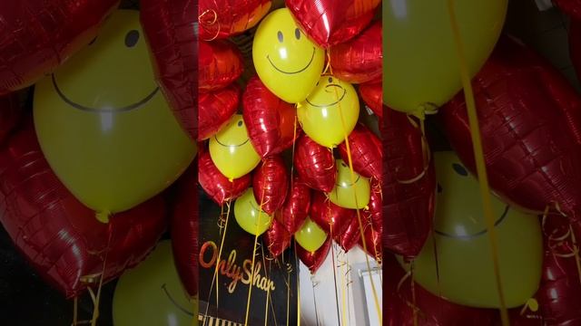 Шары со смайлами и красные сердца  #shorts