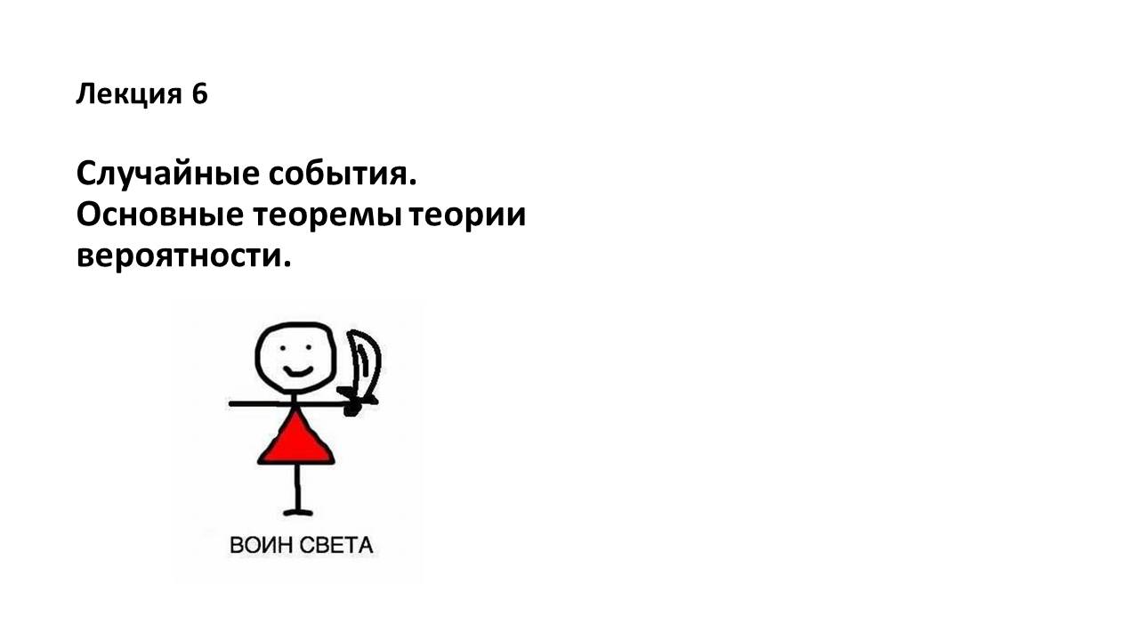 Лекция 6. Случайные события. Основные теоремы теории вероятности.