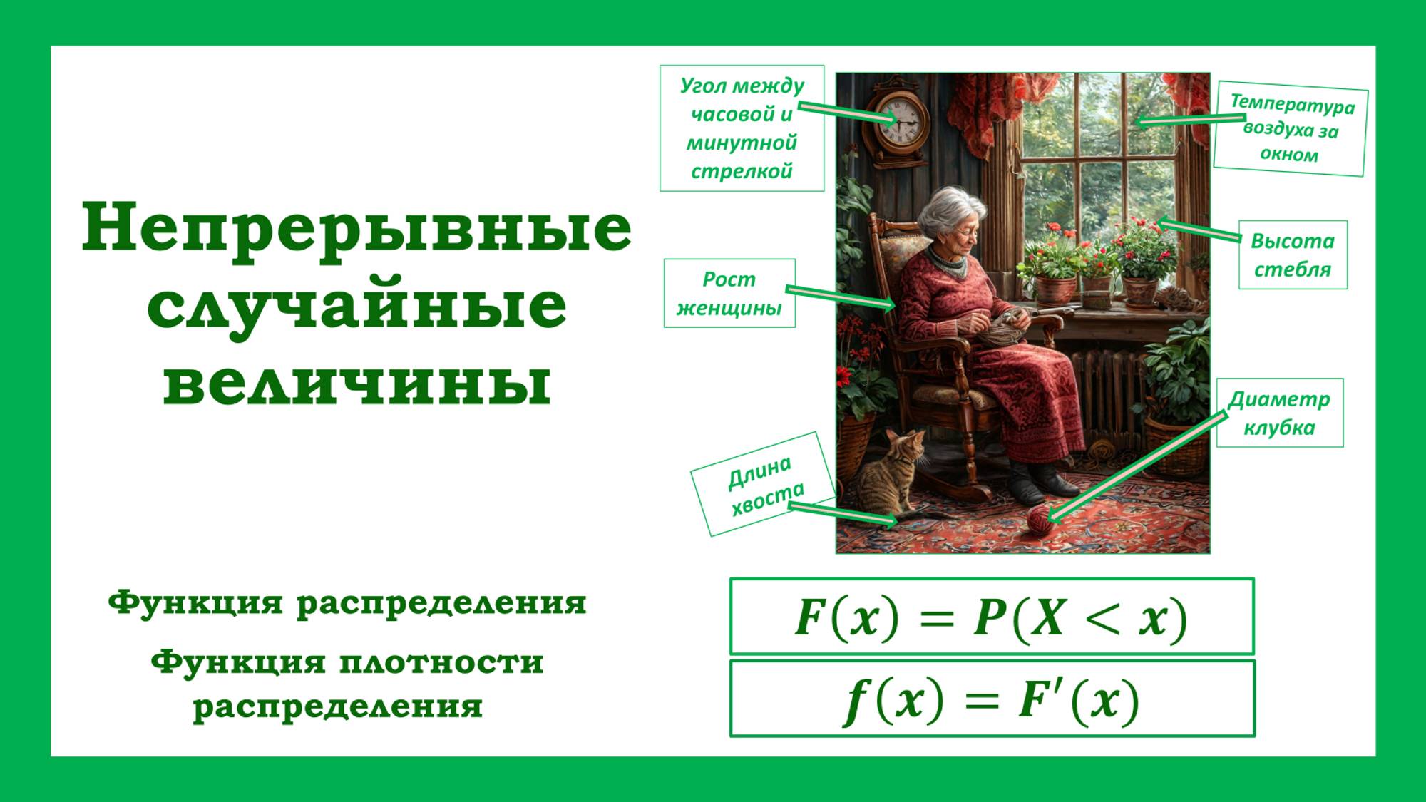 Непрерывные случайные величины, функция распределения, функция плотности распределения.