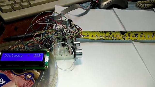 Дальномер на Atmega8, hc-sr04 и LCD1602.