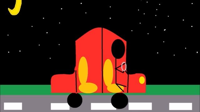 Стикмен едет на машине ночью