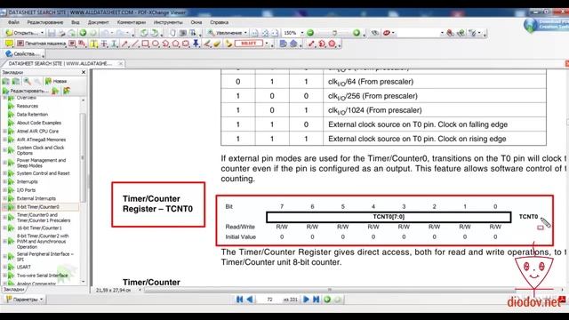 12. Таймер-счетчик 0 ATmega8
