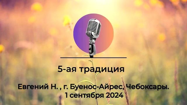 Спикерская АНЗ "5-ая традиция" Евгений Н. , г. Буенос-Айрес, Чебоксары, 1 сентября 2024
