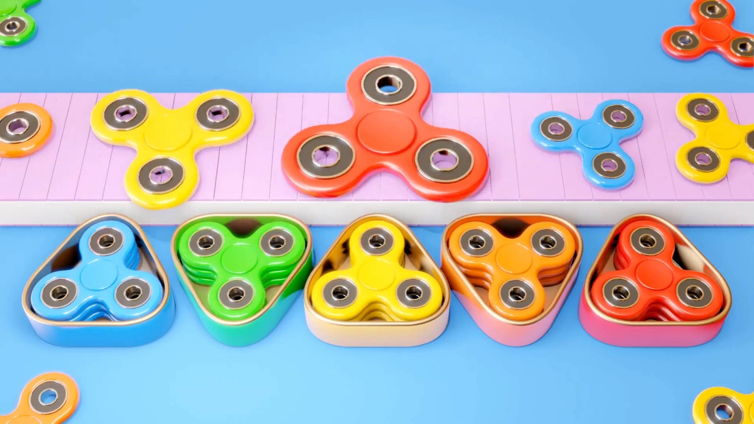 Собираем Спиннеры разноцветные, мультик для детей - учим цвета