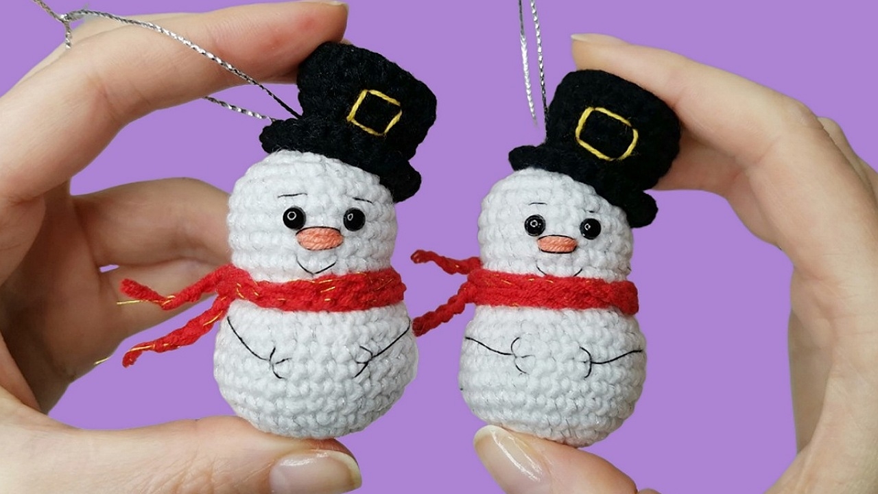 Как Связать Снеговика крючком?! Елочная вязаная Игрушка! Виктория Вяжет!