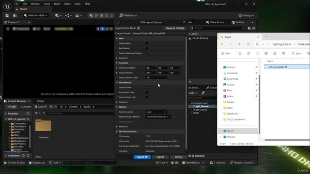 UE5 (Освещение для начинающих кинематографистов) 18 (Sublevel control)