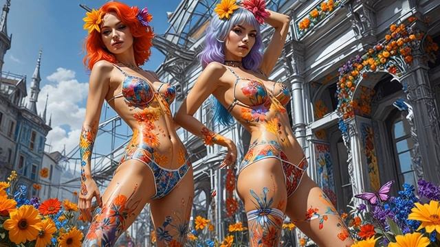 A Flower Power Lingerie Celebration - A Show of Peace and Love - AI Art Lookbook