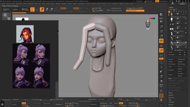 Курс по созданию стилизованного персонажа (ZBrush+Substance+Marmoset) - Урок 10 (прическа идеи)