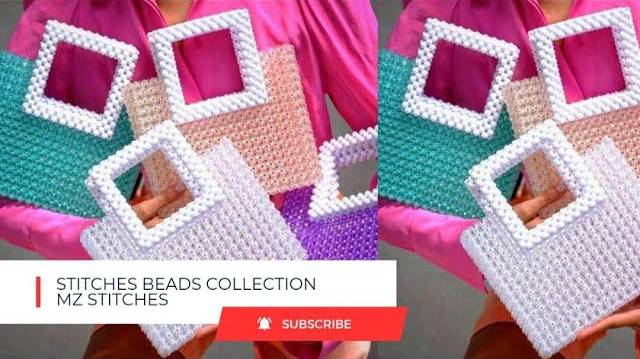 Сумка из бусин с квадратными ручками