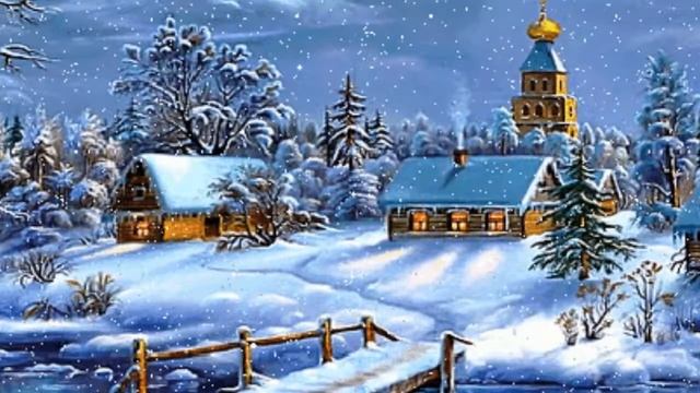 Зимний футаж. Деревня зимой.