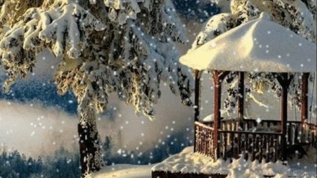 Зимний футаж. Беседка зимой.