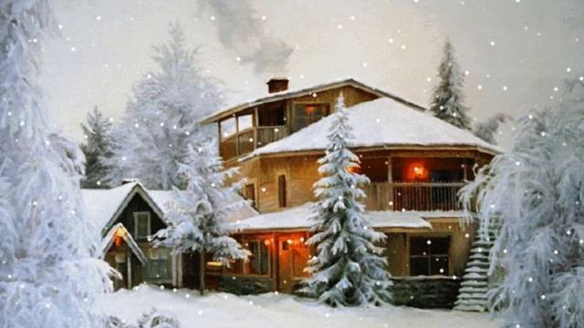 Зимний футаж. Дом, зима, лес.