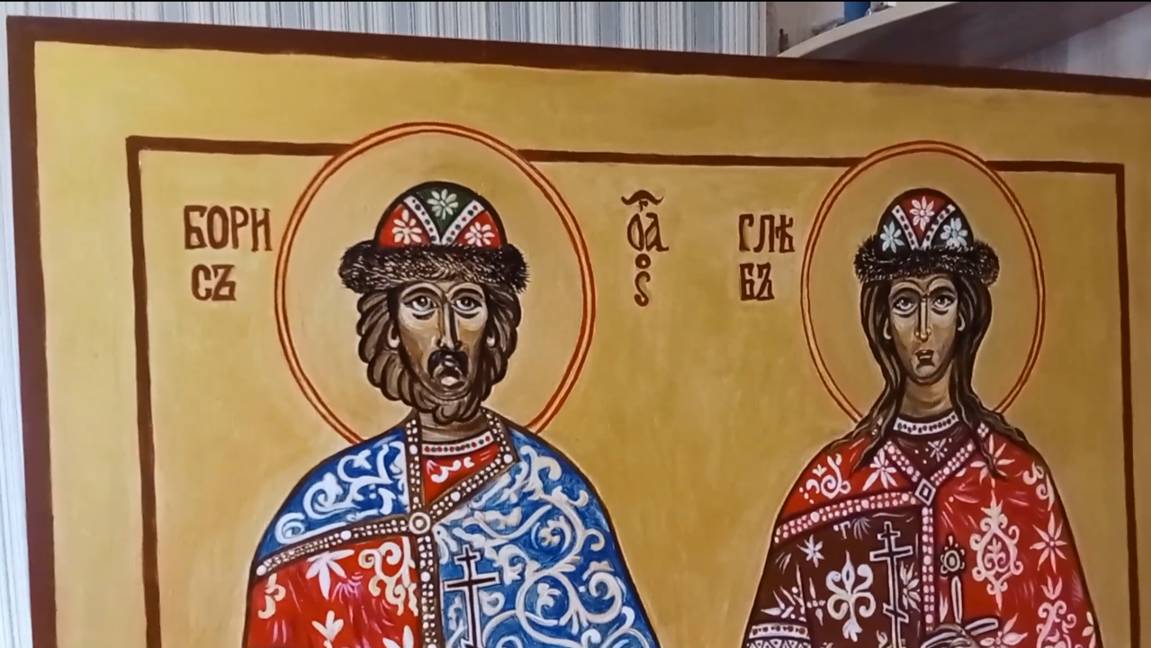 Икона. Борис и Глеб. Ручная роспись. Икона защищает воинов. Два Святых брата. #сезонконтентаRUTUBE