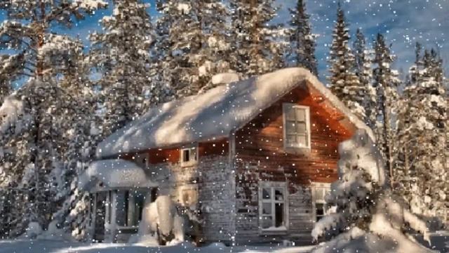 Зимний футаж. Большой дом в лесу.