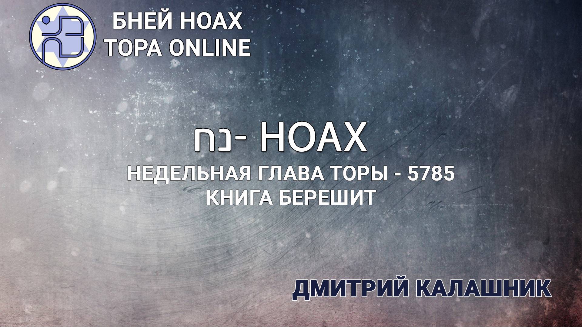 Недельная глава Торы - Парашат а-шавуа - "НОАХ" 5785/2024. Дмитрий Калашник