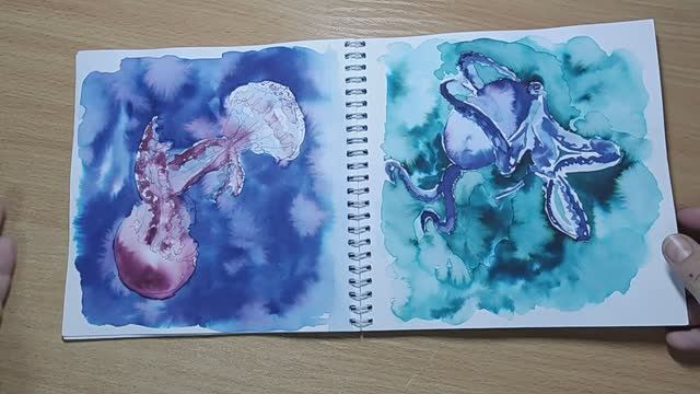 Листалка скетчбука с быстрыми зарисовками