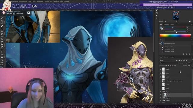Coloring | Warframe Wisp | Stream time lapse
