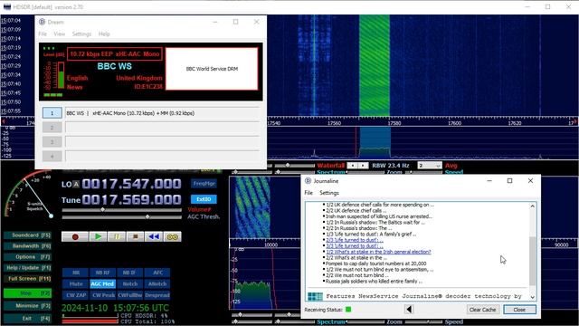 10.11.2024 15:05UTC, [16m, drm], BBC WS (*), 17575кГц, читаем новости через journaline service