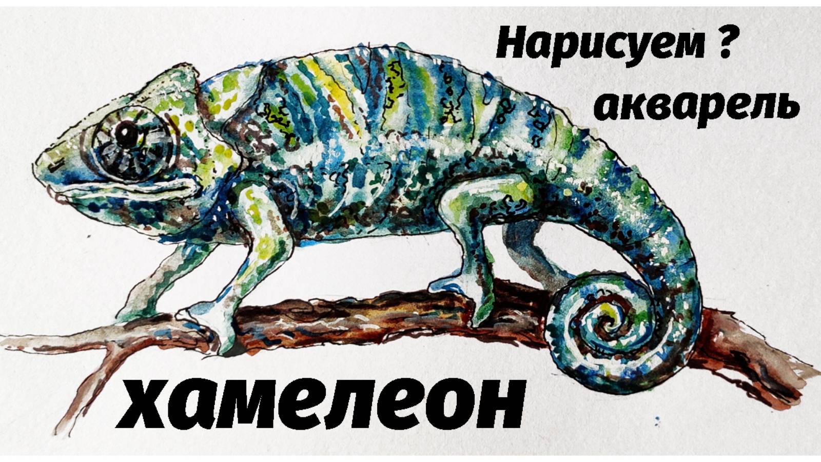 Как нарисовать хамелеона акварелью