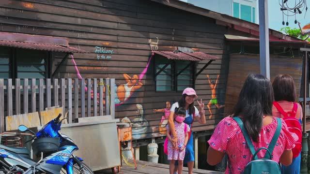 Chew Jetty Floating Village. George Town, Penang, Malaysia