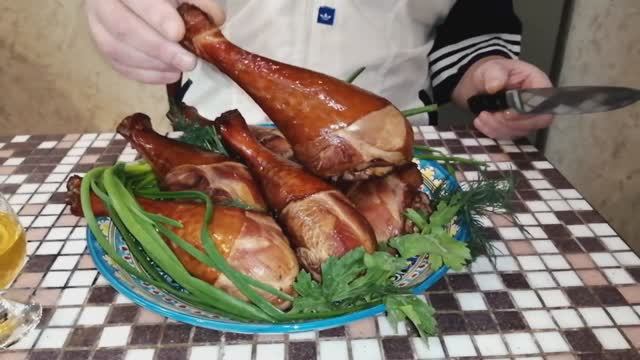 Как Правильно Коптить Голень Индейки/Копченые Индюшачьи Ножки/Рецепт Горячего Копчения/(0+)