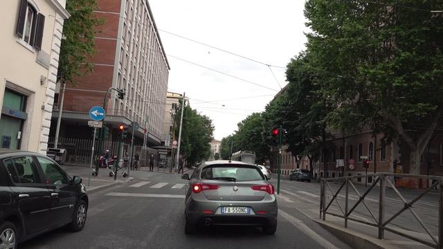 Вождение. Рим, Италия 4K - Утренняя поездка - Поездка в центр города