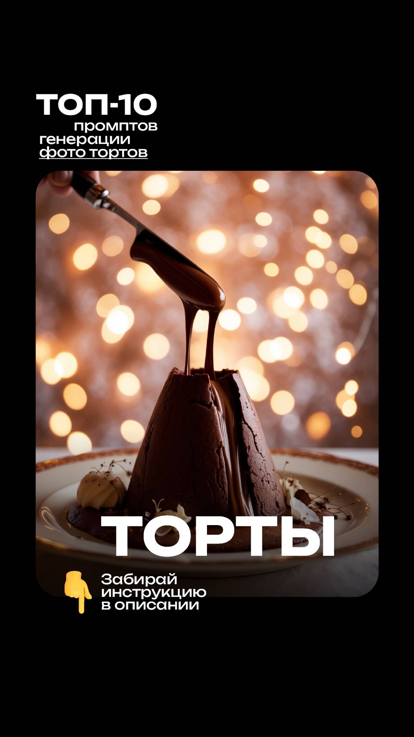 ТОП-10 промптов для генерации вкусных фотографий торотов! #shorts #ai #cover #reels