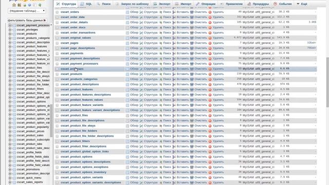 2.8 CS-Cart: Как работает CS-Cart ч. 8 "Структура базы данных MySQL"